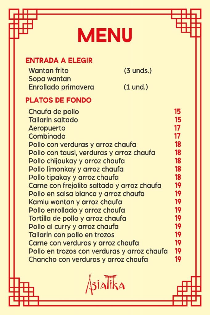 Menú – Asiatika Chifa Fusión